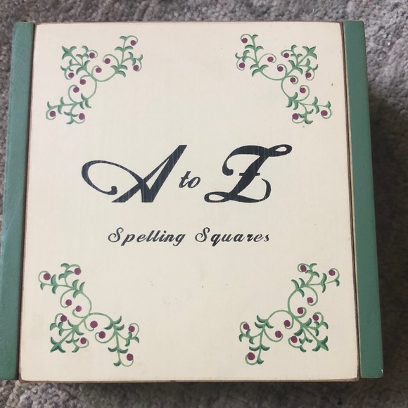 Vintage | Toys | Vintage Wooden Spelling Squares Az Tiles Cursive ...